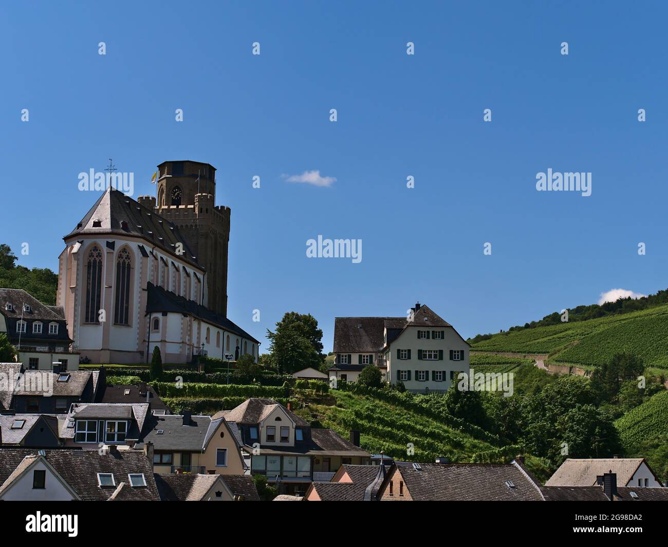 Beautiful view of historic town center of Oberwesel, Germany with old ...