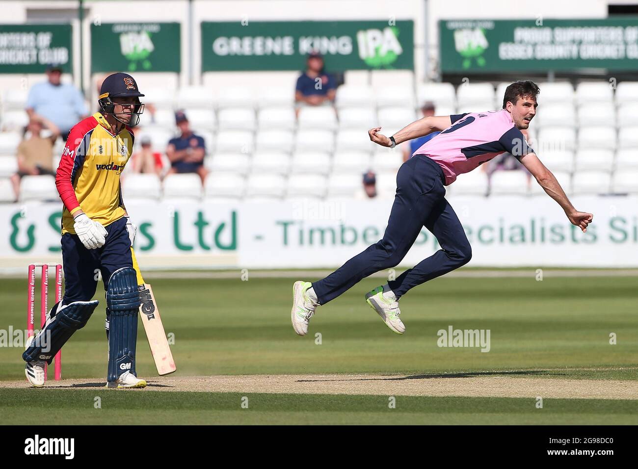 Steven Finn in bowling action for Middlesex during Essex Eagles vs ...