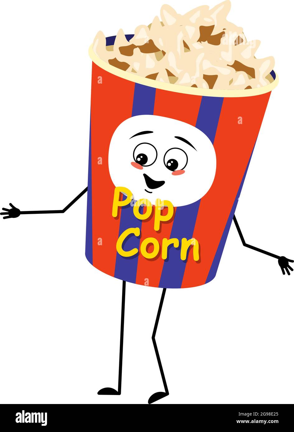 Cute popcorn character in a holiday box with happy emotions Stock ...