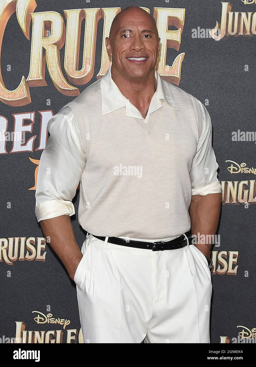 Dwayne Johnson arrives at Disney's JUNGLE CRUISE World Premiere held at ...