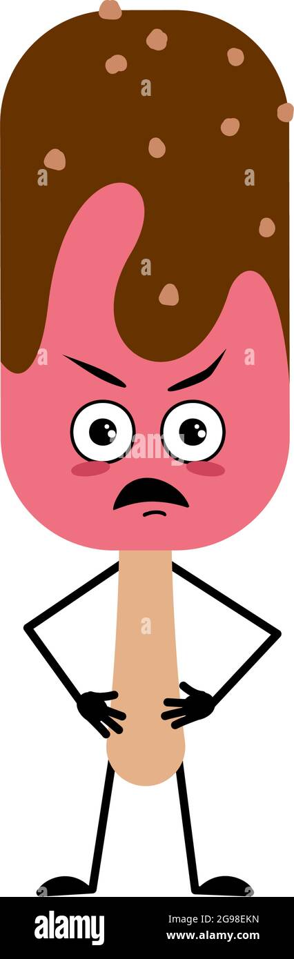 Cute ice cream character with angry emotions Stock Vector Image & Art ...