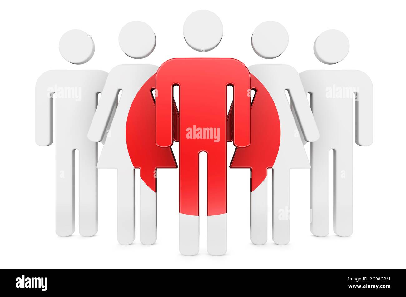 Stick figures with Japanese flag. Social community and citizens of ...