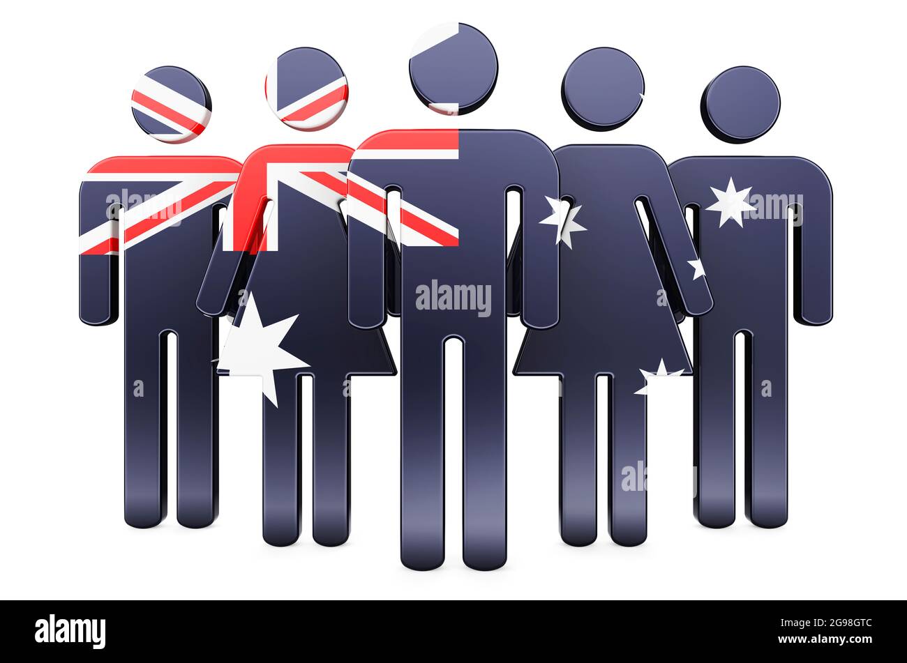Stick figures with Australian flag. Social community and citizens of ...