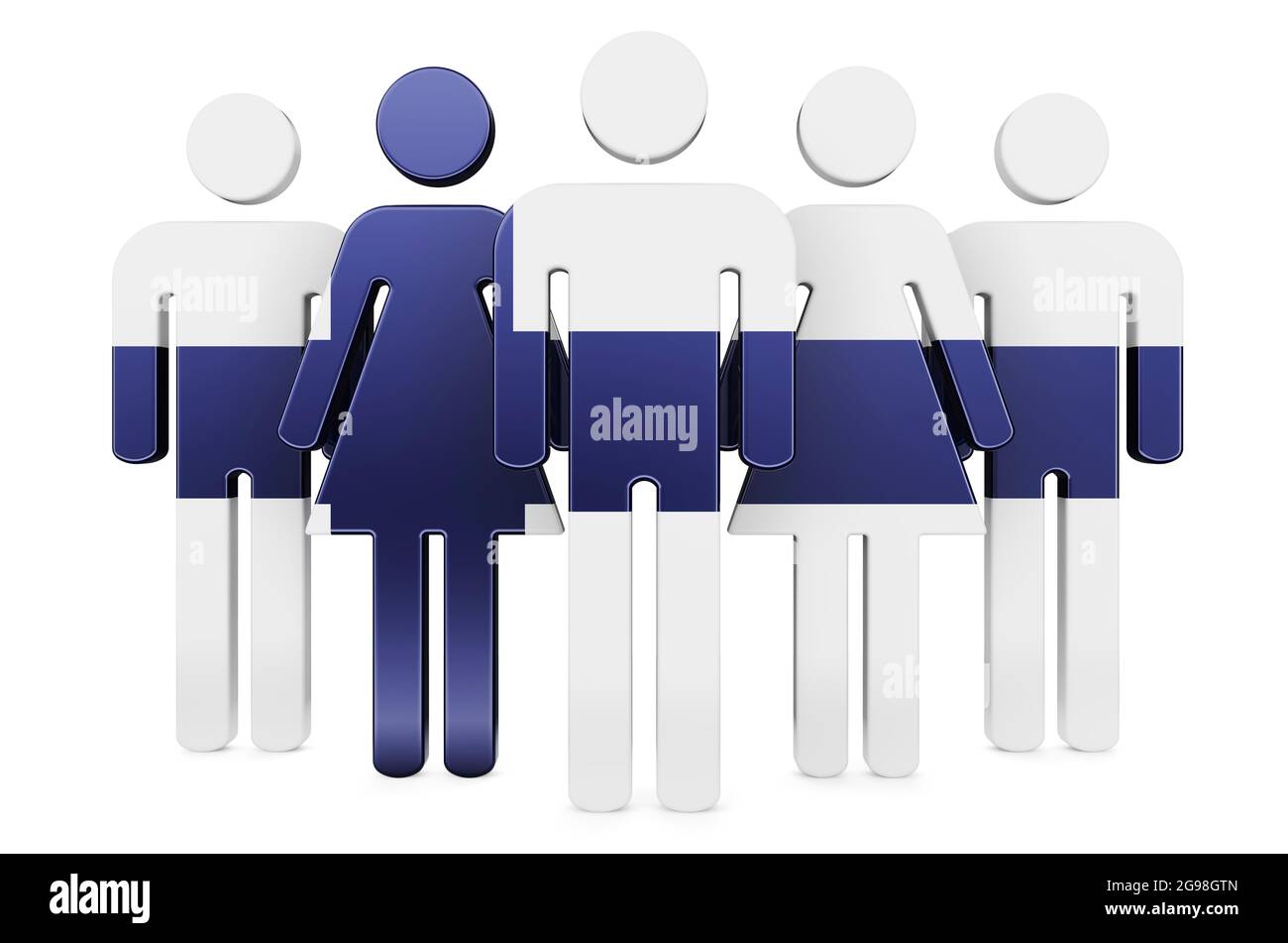 Stick figures with Finnish flag. Social community and citizens of ...