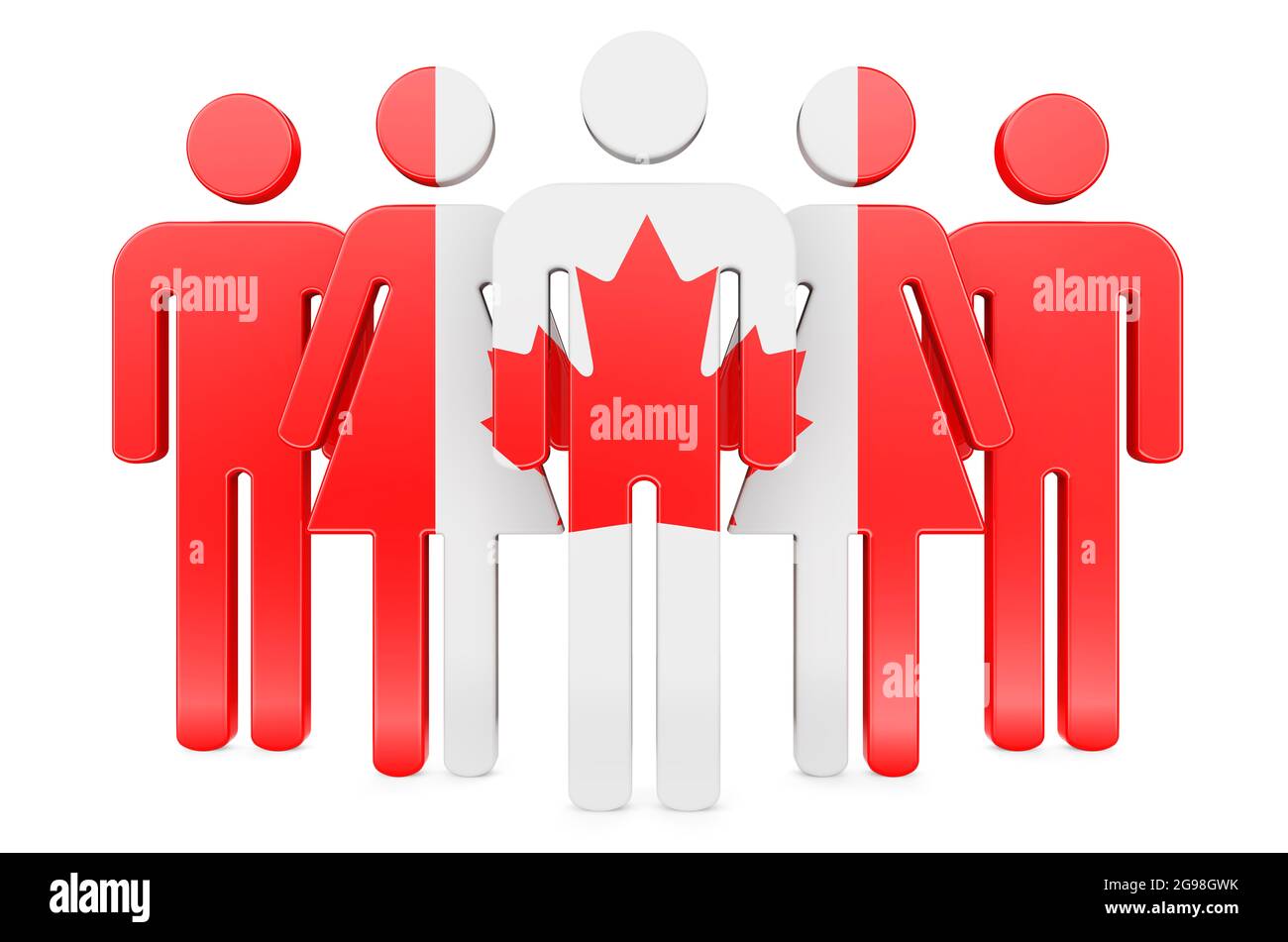 Stick figures with Canadian flag. Social community and citizens of ...