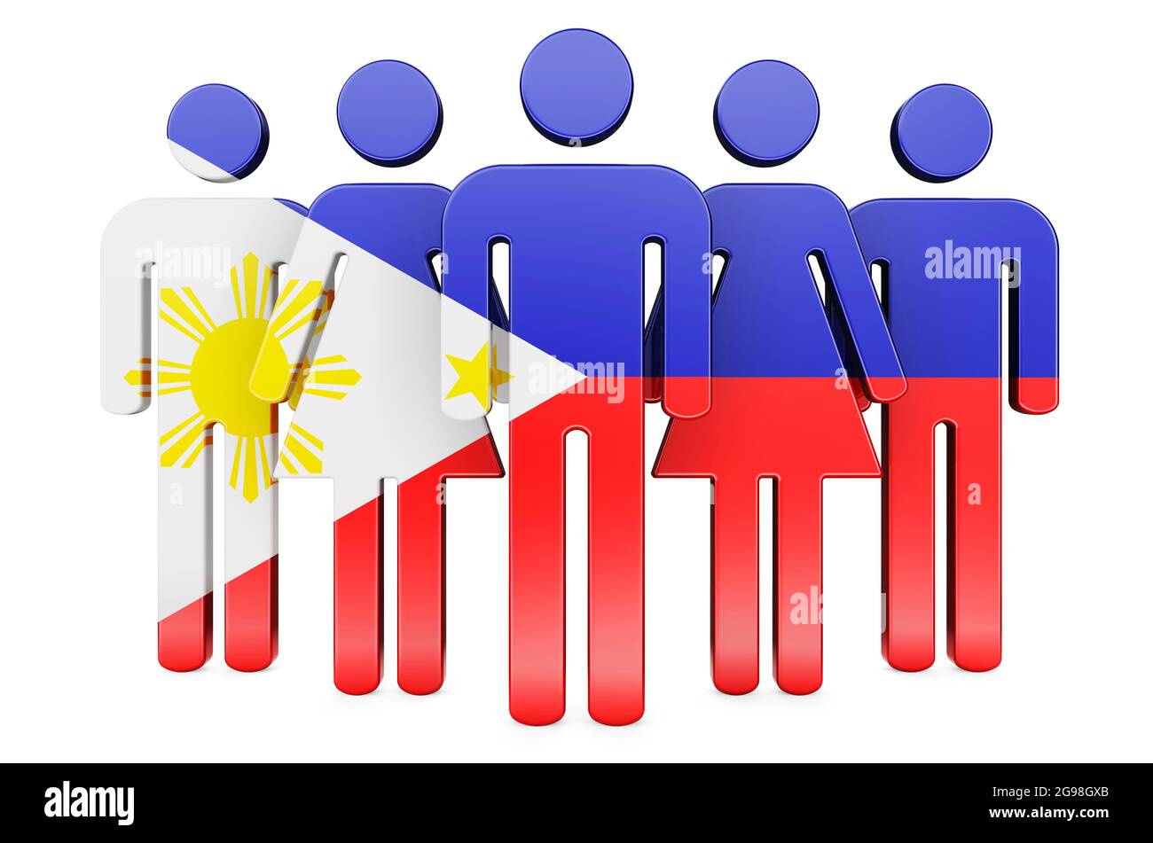 Stick figures with Filipino flag. Social community and citizens of ...