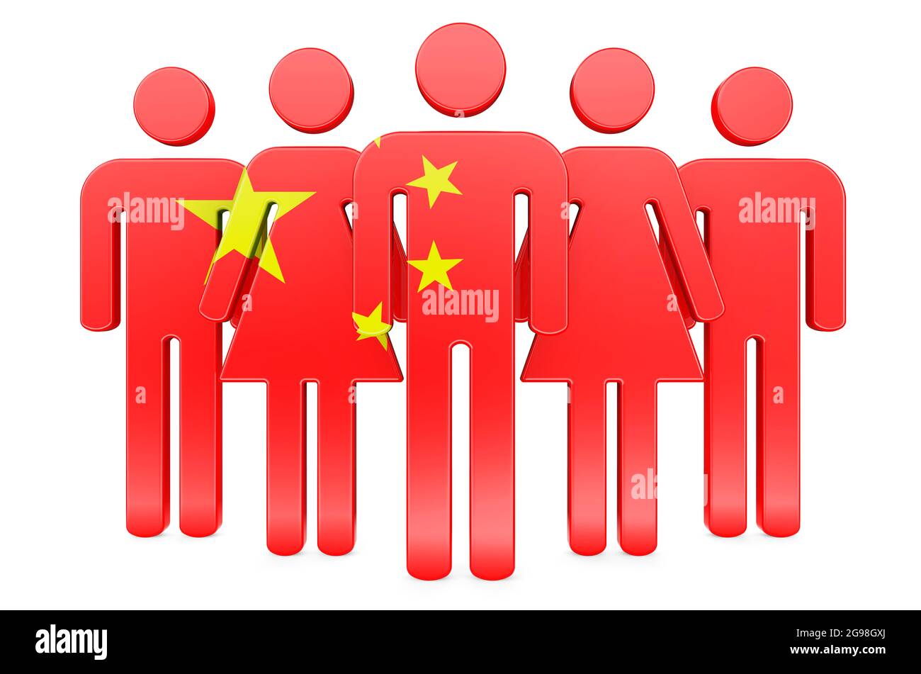 Stick figures with Chinese flag. Social community and citizens of China ...