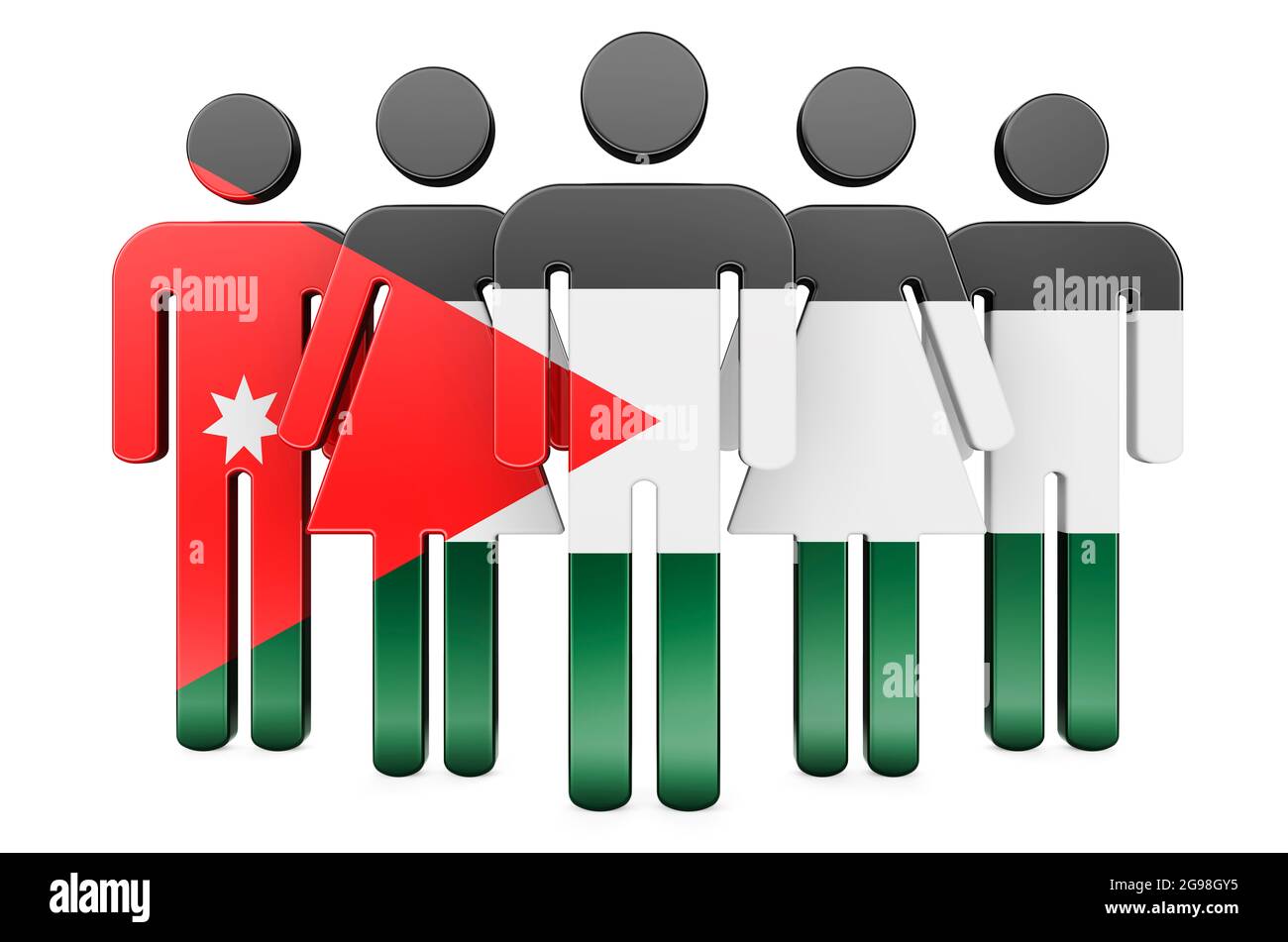 Stick figures with Jordanian flag. Social community and citizens of ...