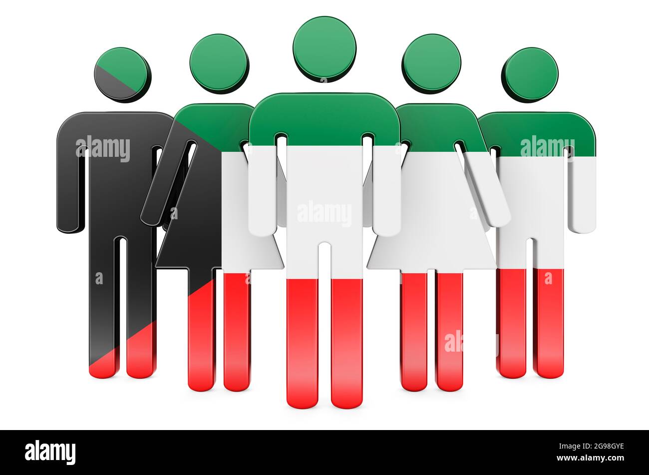 Stick figures with Kuwaiti flag. Social community and citizens of ...