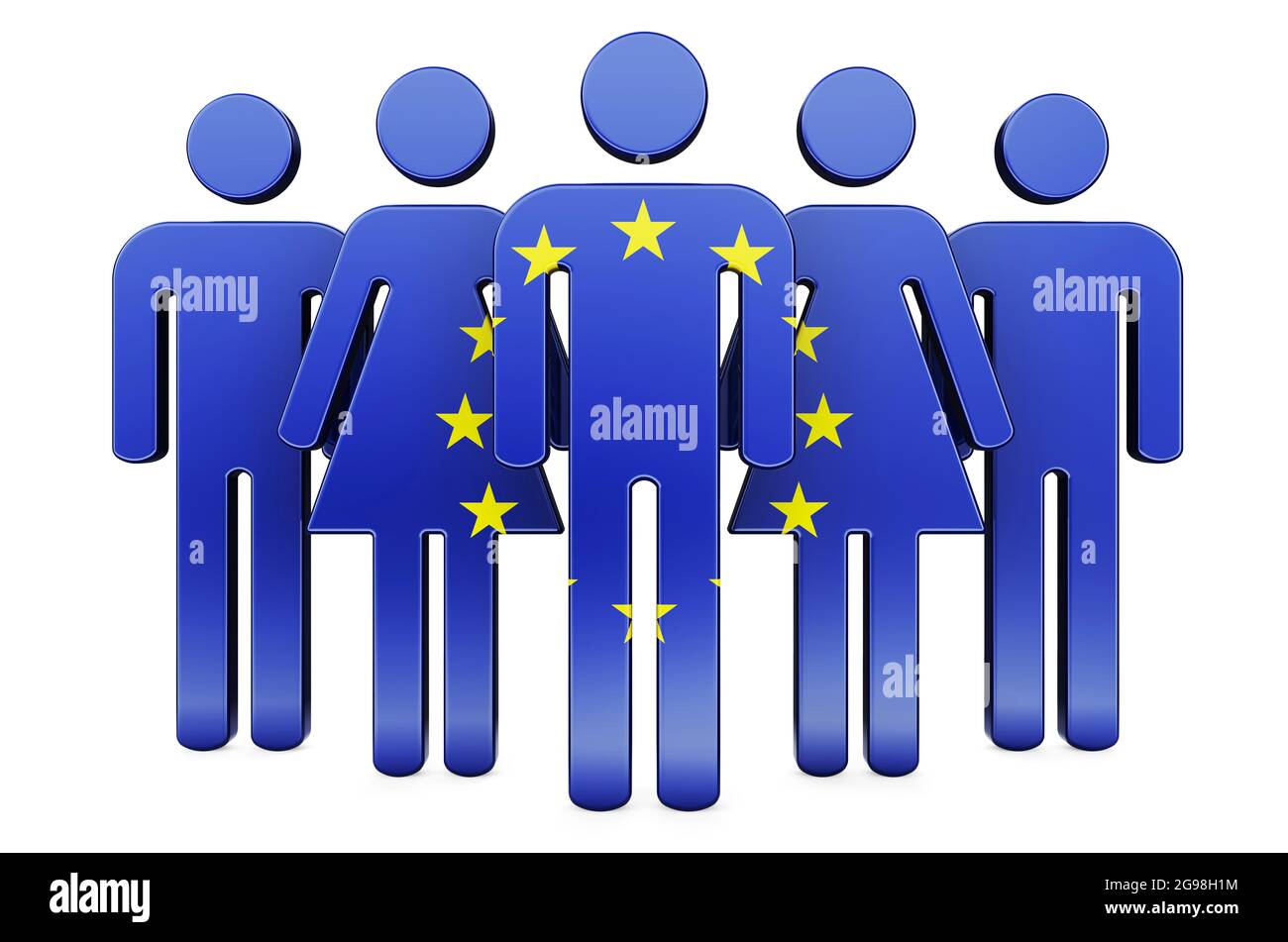 Stick figures with The EU flag. Social community and citizens of the ...