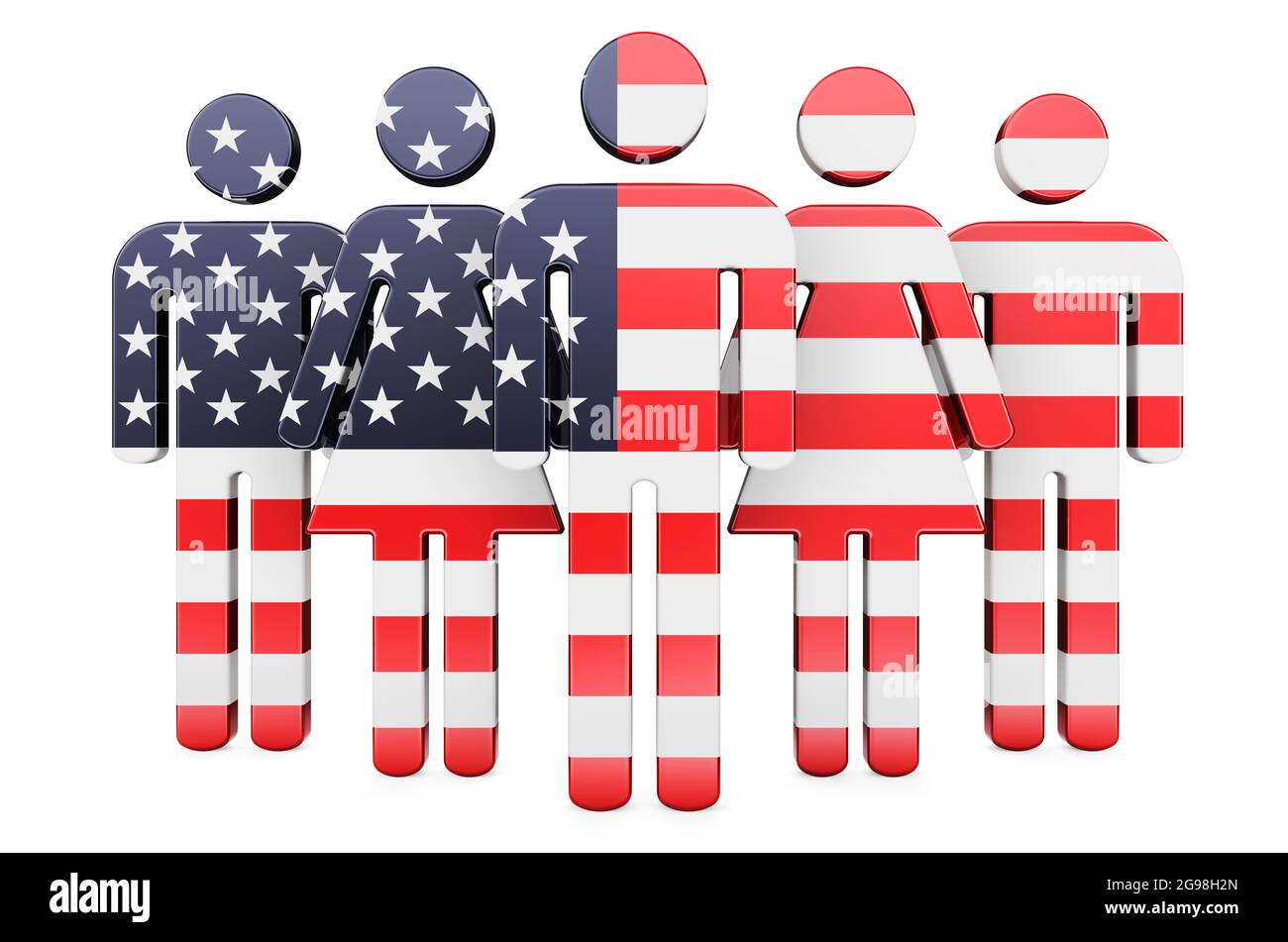 Stick figures with The United States flag. Social community and ...