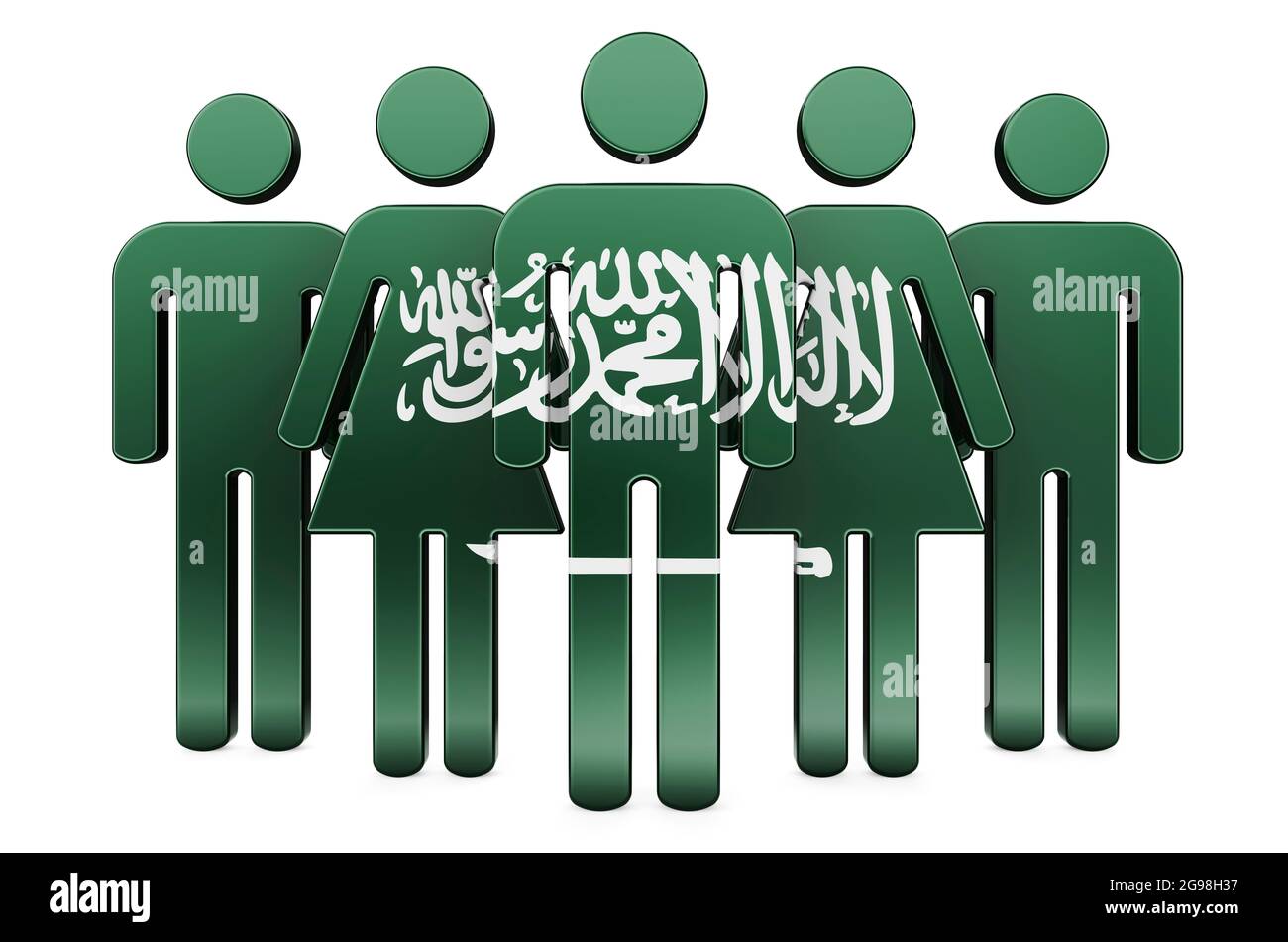 Stick figures with Saudi Arabian flag. Social community and citizens of ...