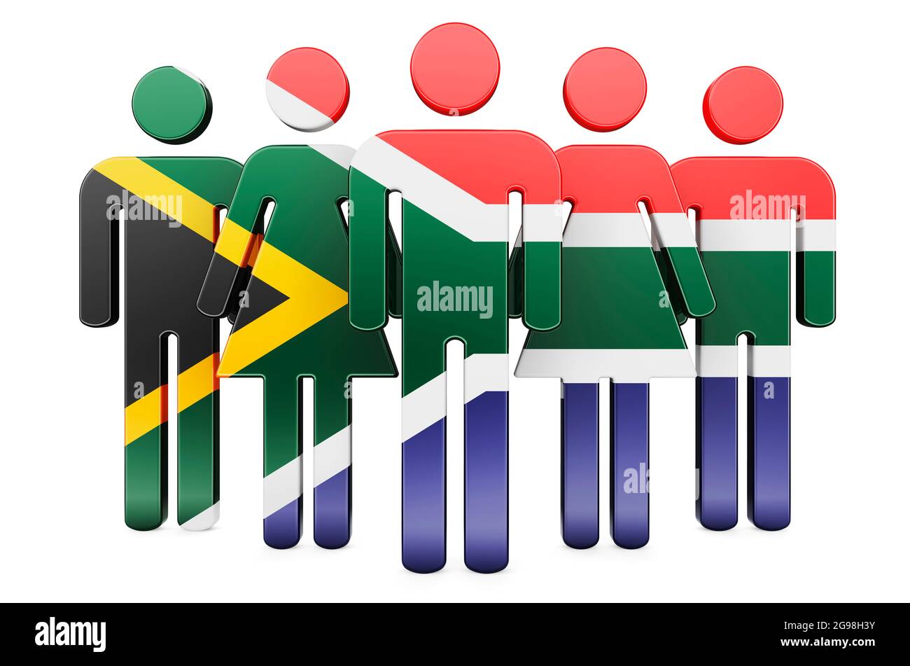 Stick figures with South African flag. Social community and citizens of ...