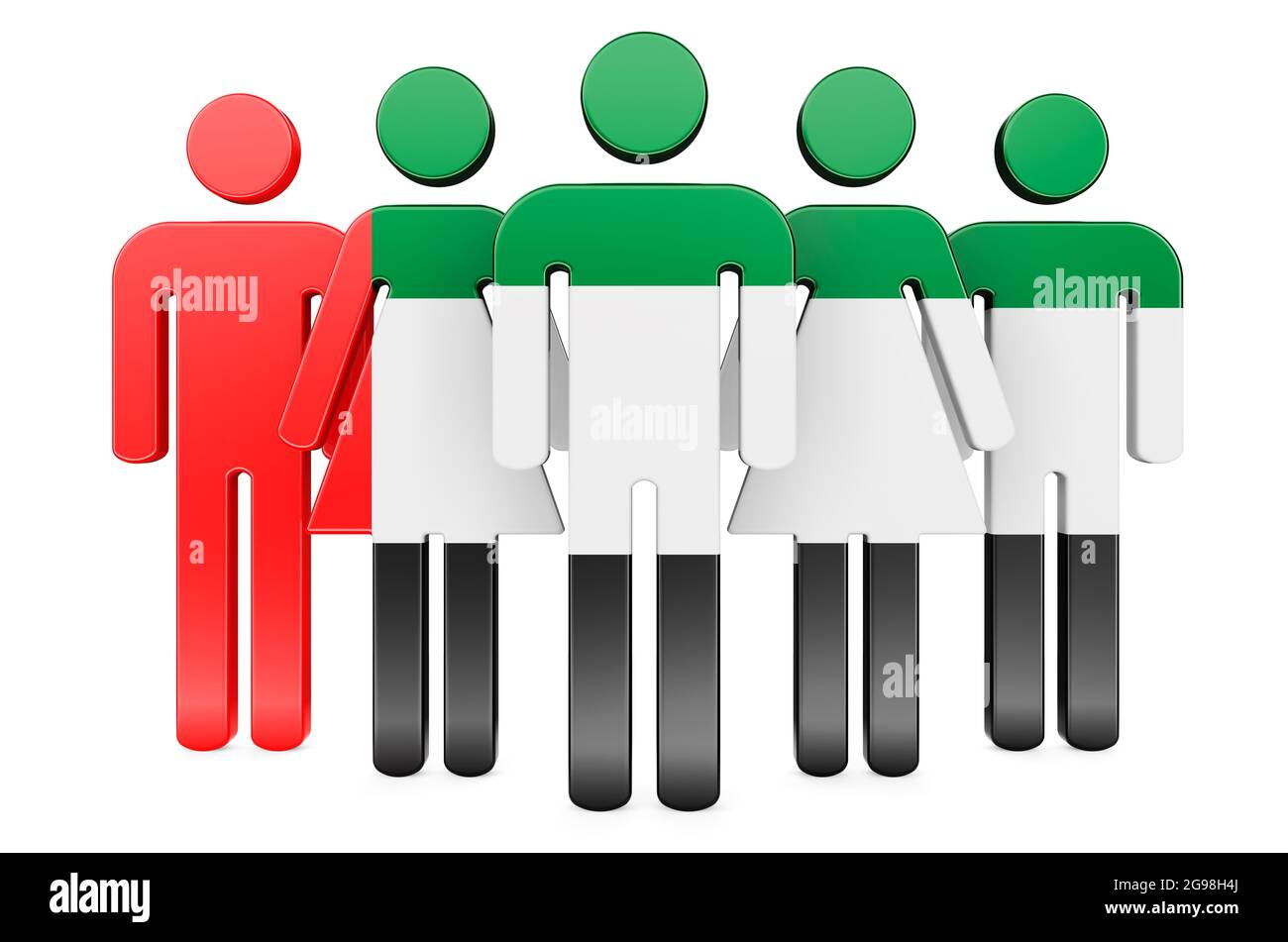 Stick figures with the United Arab Emirates flag. Social community and ...