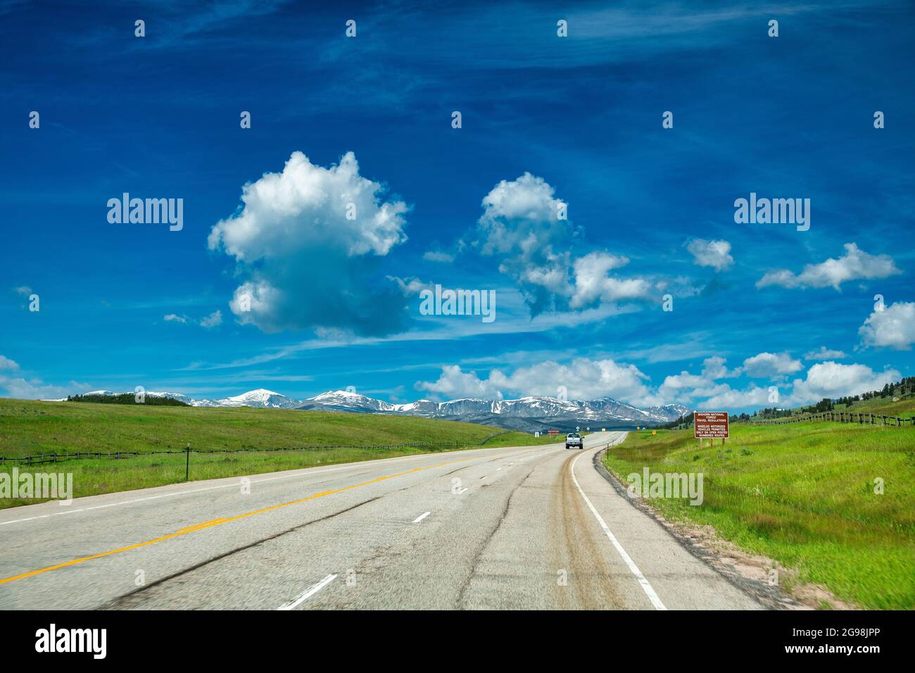 Big Horn National Forest road in summer season, USA Stock Photo - Alamy