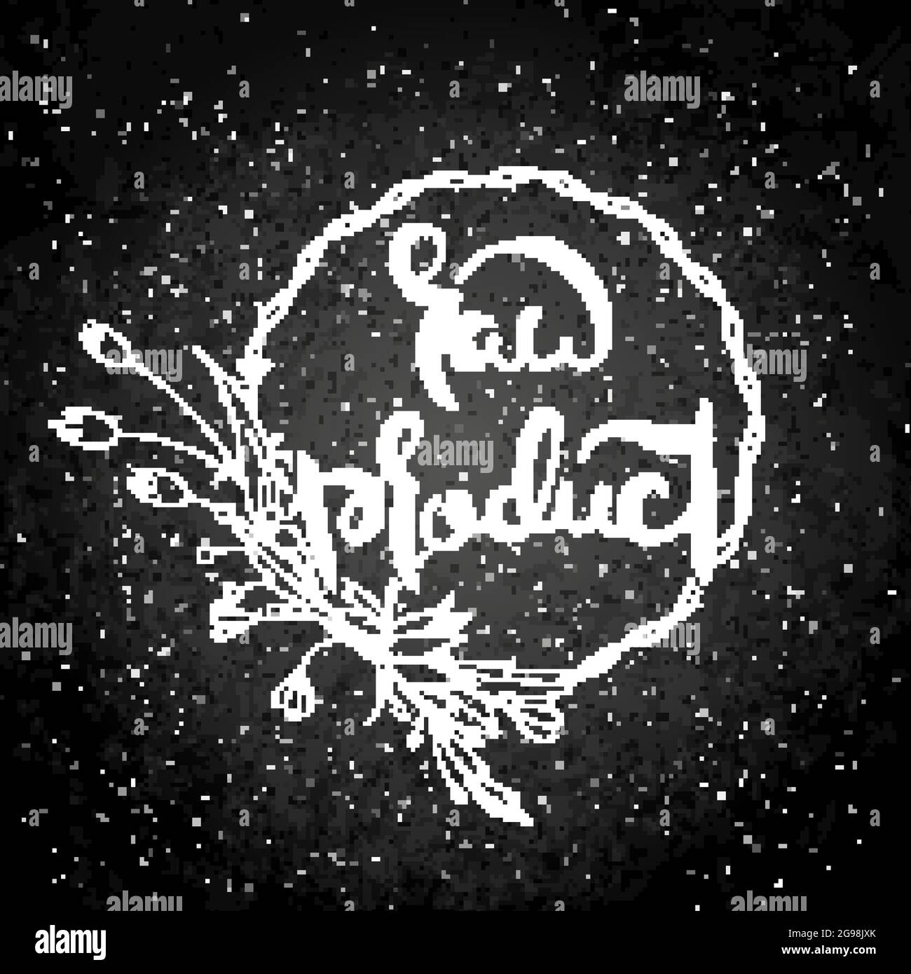 Raw Product. Hand lettering grunge card with flower background ...