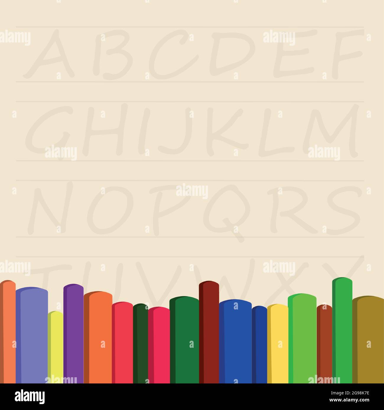 Set of multicolored felt-tip pens on the background of the English ...