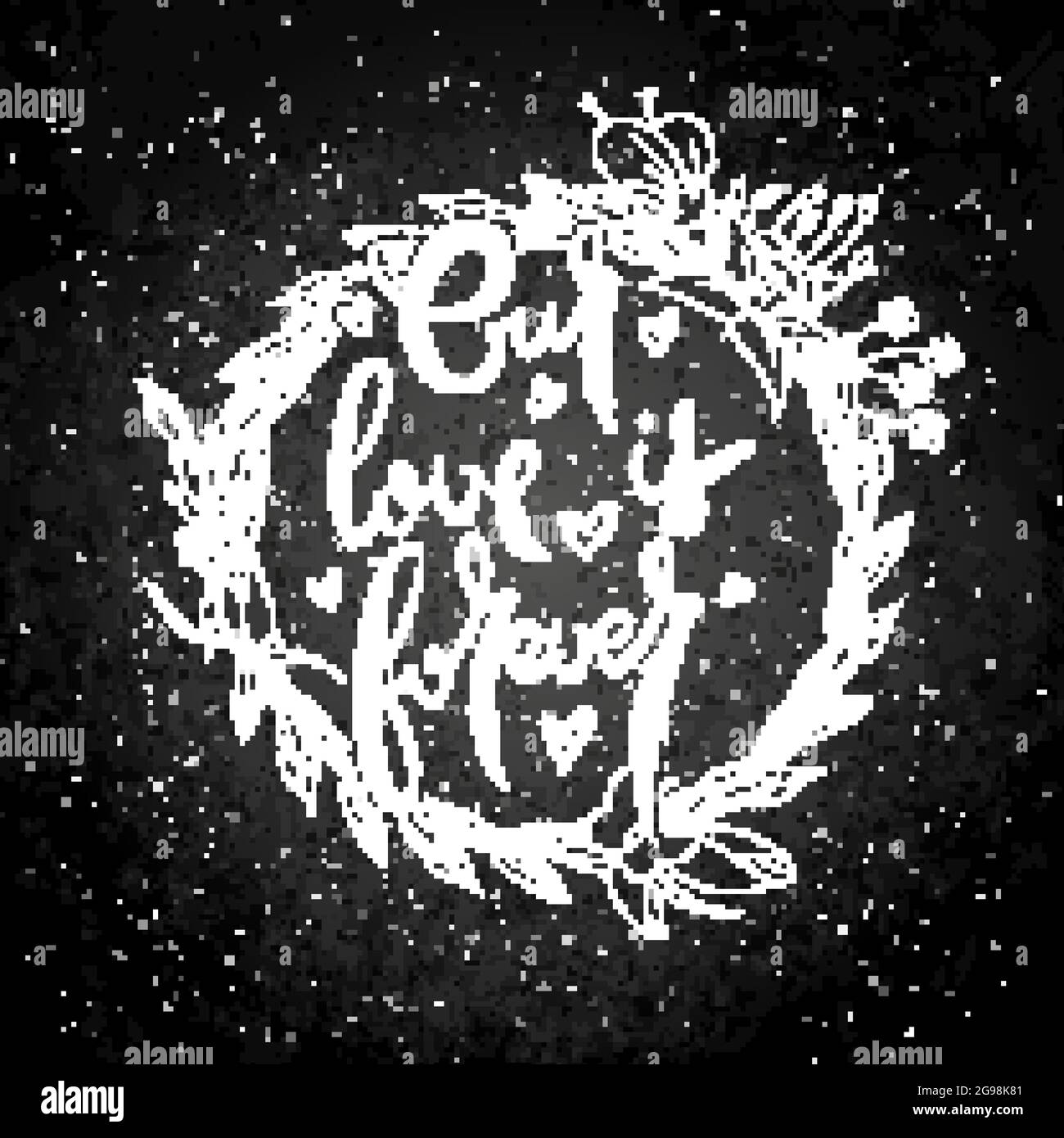 Our Love Is Forever. Hand lettering grunge card with flower background ...