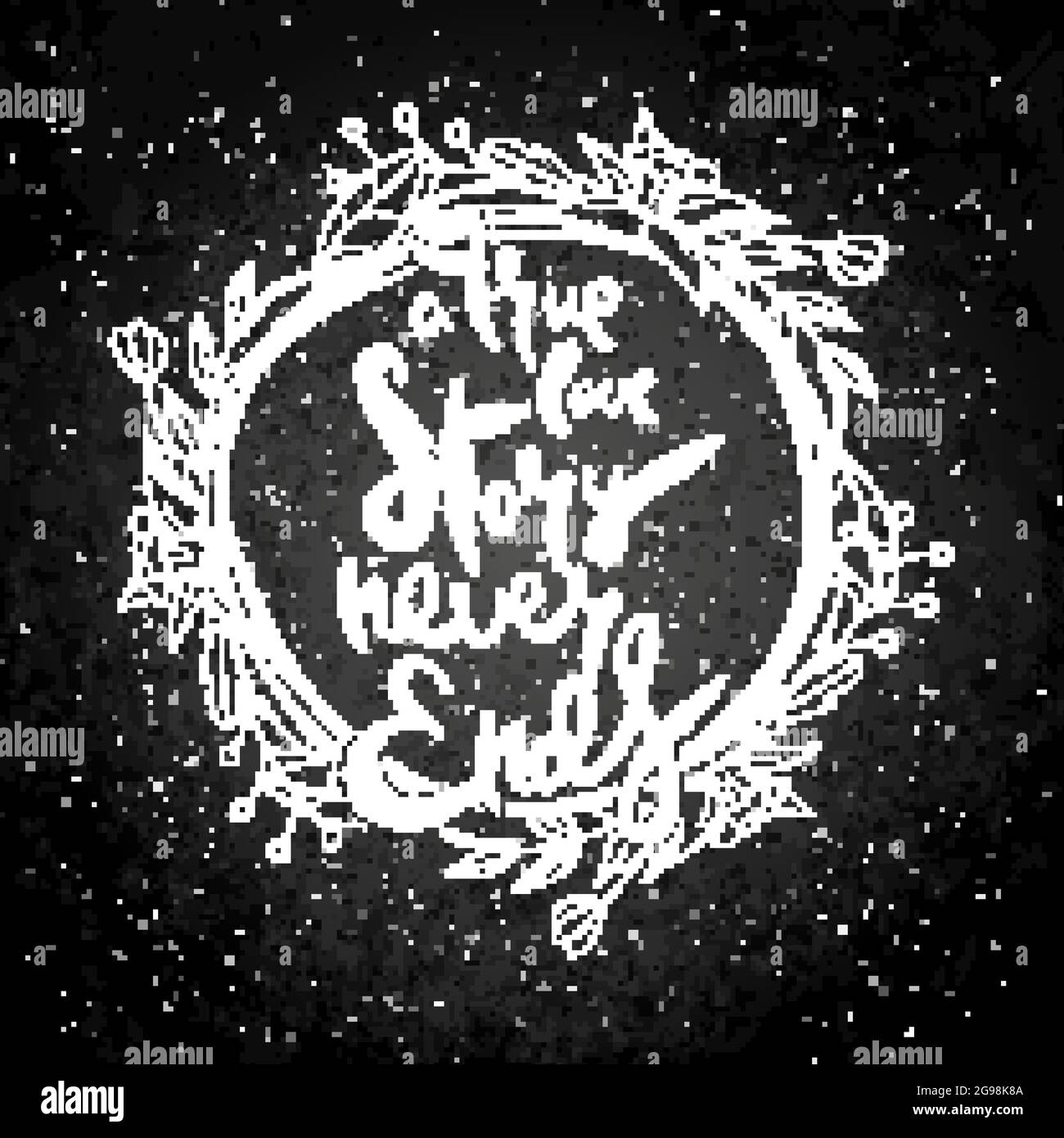 A True Love Stary Never Ends. Hand lettering grunge card with flower ...