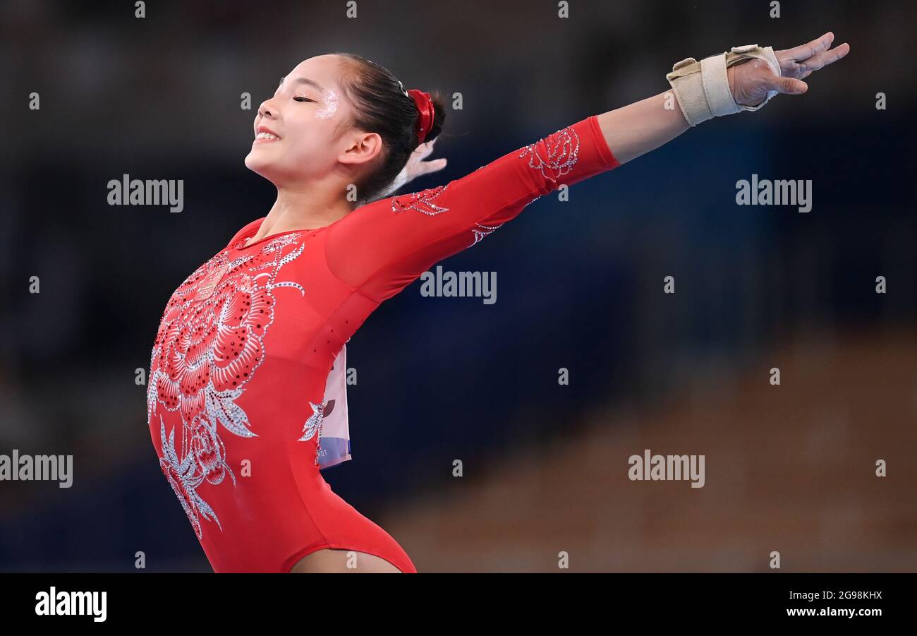 Tokyo, Japan. 25th July, 2021. Tang Xijing of China performs on the ...