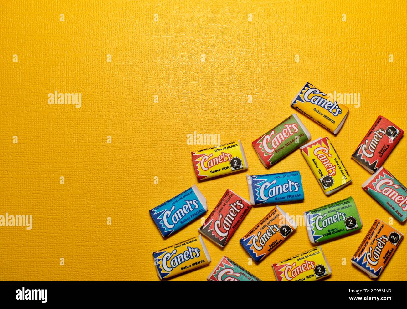 Houston, Texas USA 07-23-2021: Canel's chewing gum packets with various ...
