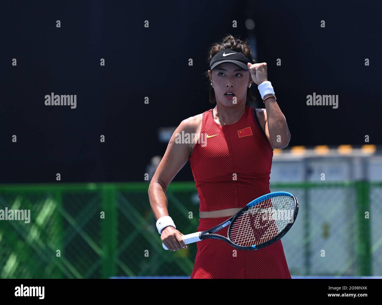 Tokyo, Japan. 25th July, 2021. Wang Qiang of China reacts during the ...