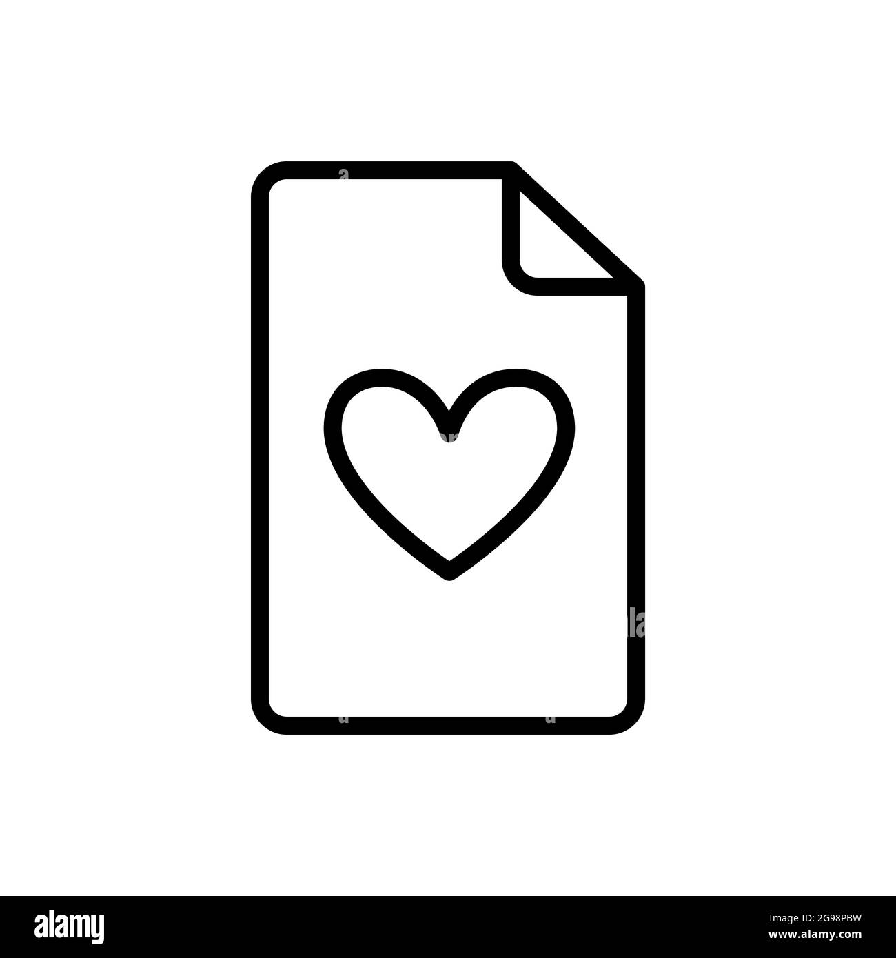 Wish list icon in simple outline design. Paper blank with heart icon ...