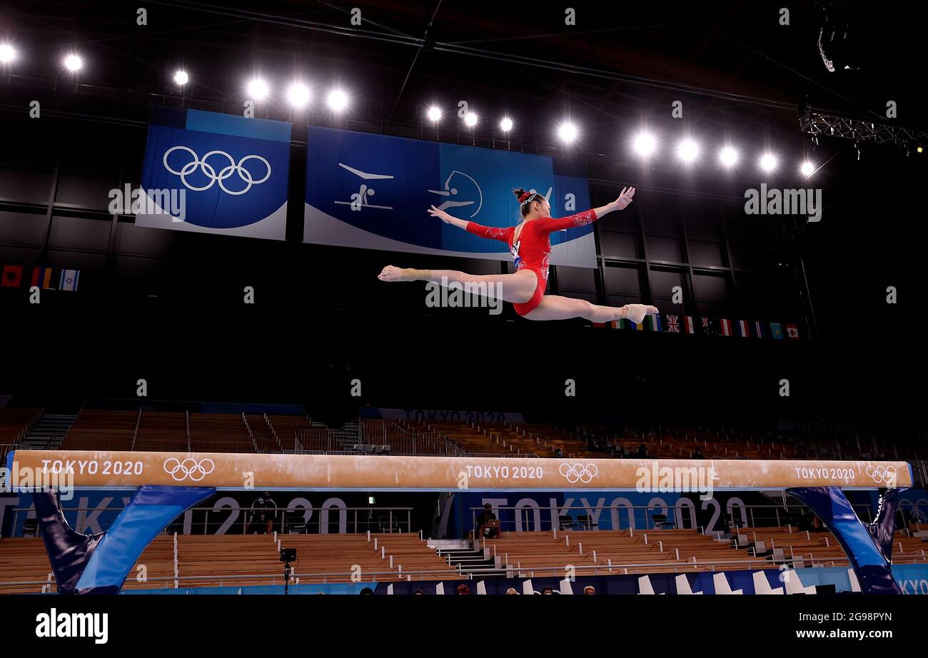 Tokyo, Japan. 25th July, 2021. Lu Yufei of China performs on the ...