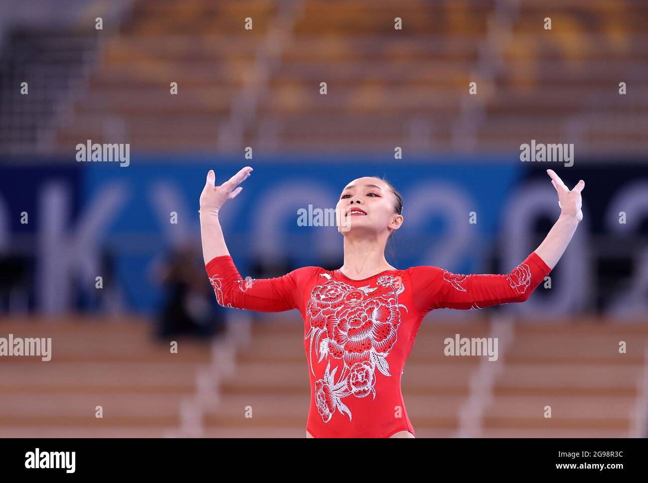 Tokyo, Japan. 25th July, 2021. Lu Yufei of China performs at the floor ...