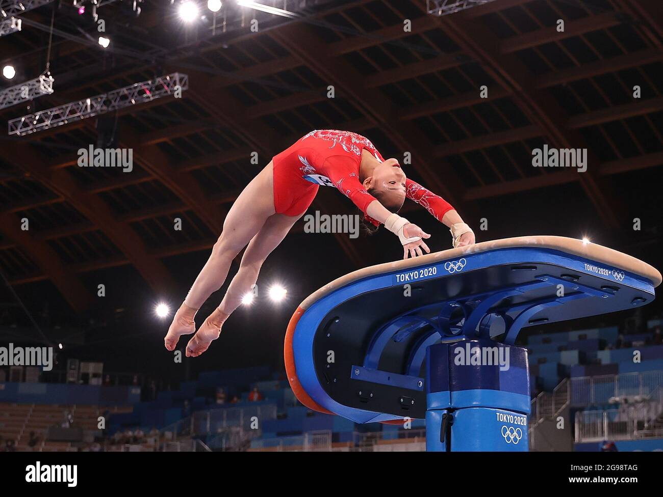 Tokyo, Japan. 25th July, 2021. Tang Xijing of China performs on the ...