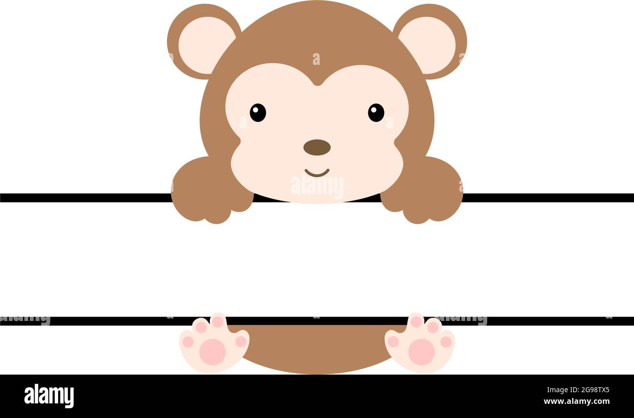 Cute monkey split monogram. Funny cartoon character for shirt ...