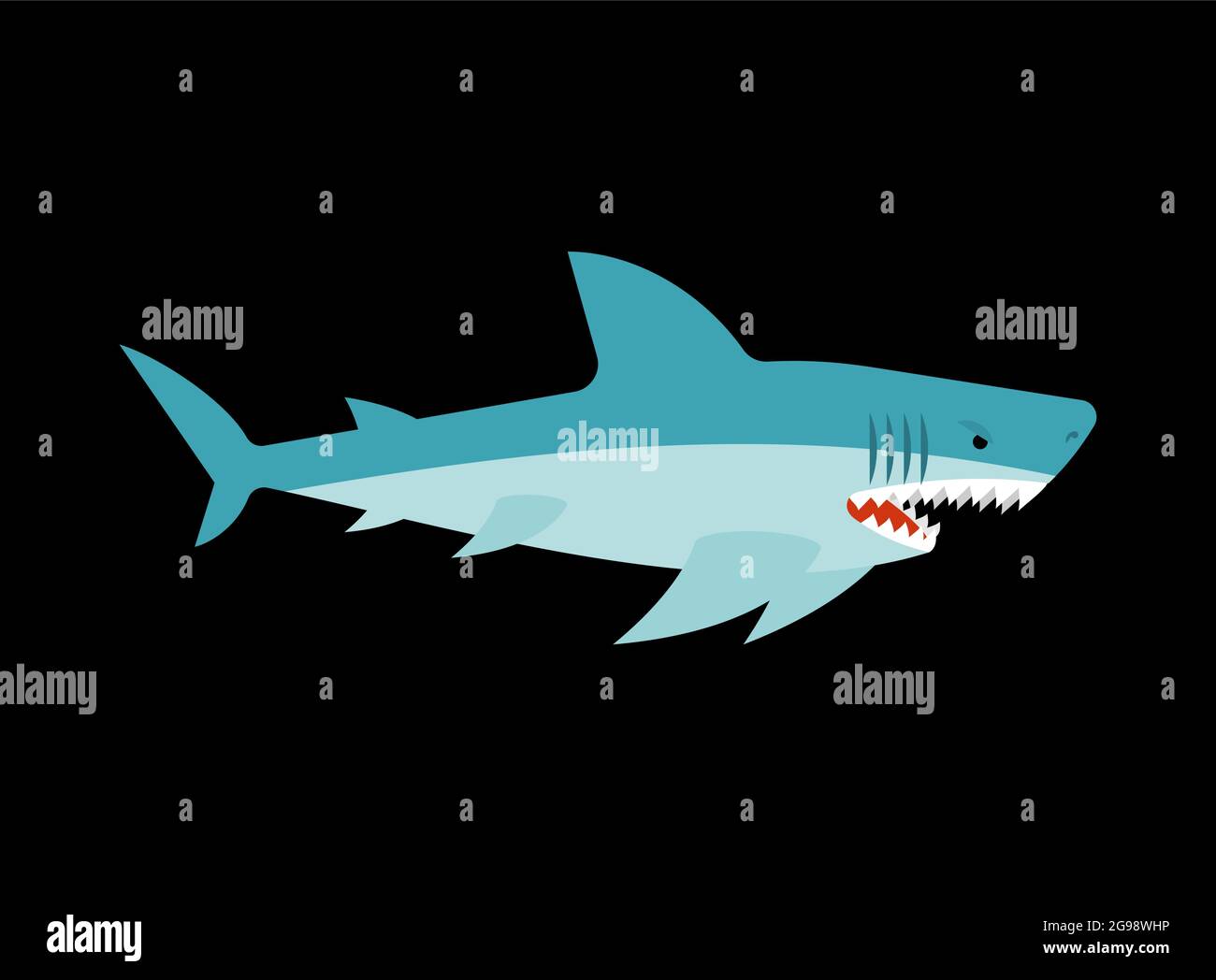 Shark isolated. Sea predator. Large predatory marine fish. vector ...