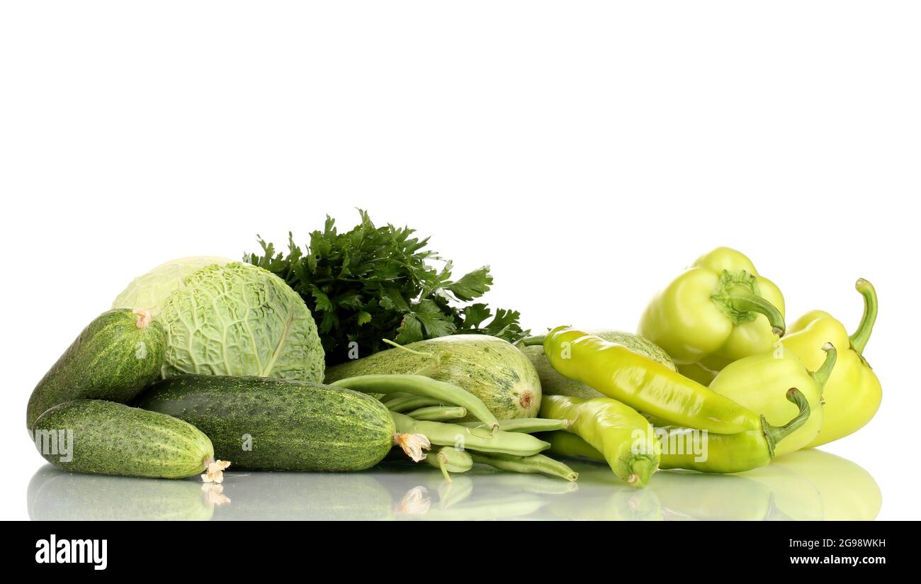 fresh green vegetables isolated on white Stock Photo - Alamy