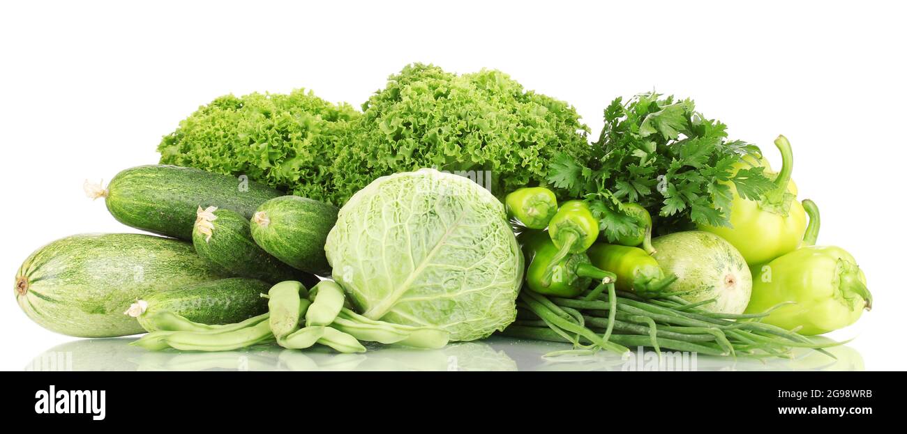 fresh green vegetables isolated on white Stock Photo - Alamy