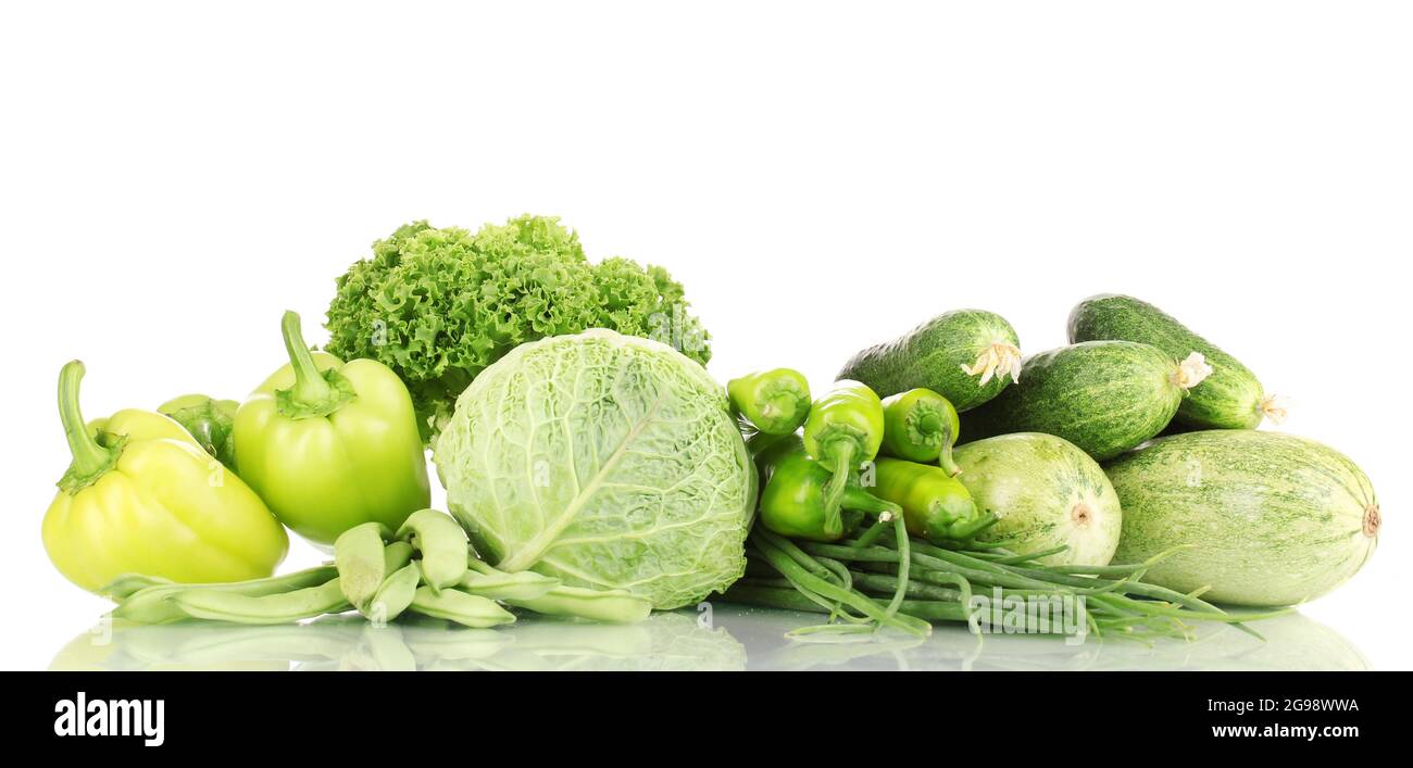 fresh green vegetables isolated on white Stock Photo - Alamy