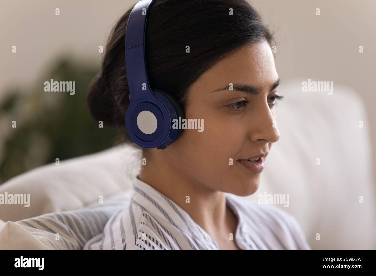 Woman speaking online conference in hi-res stock photography and images ...