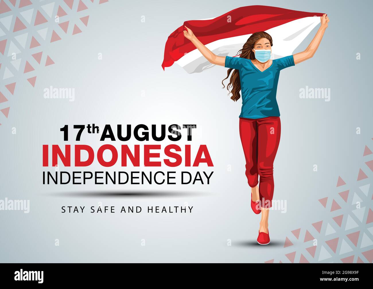 Happy Independence Day Indonesia 17th August Girl Running With