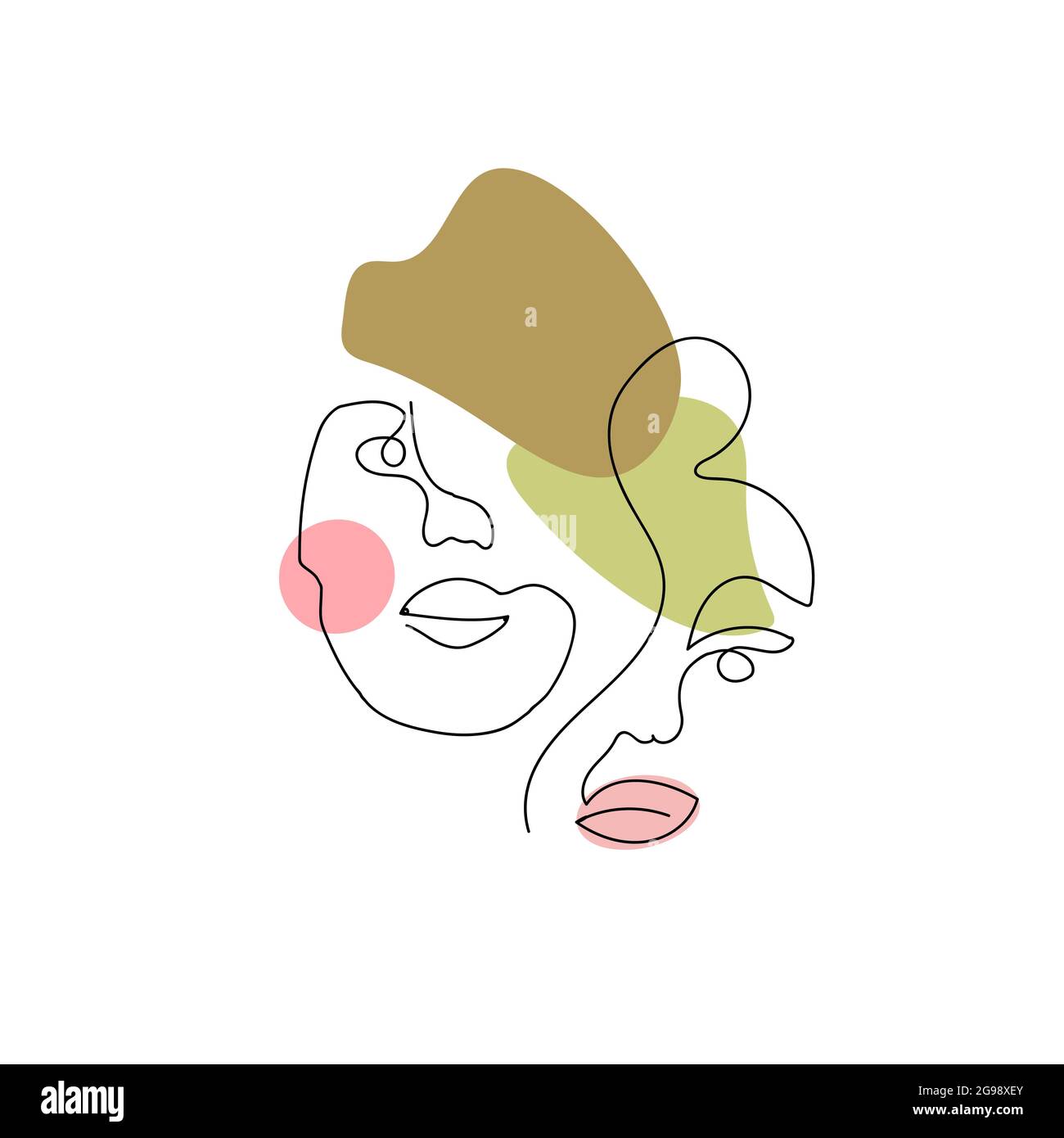 Line art portrait Abstract Woman faces in minimalistic style Stock ...