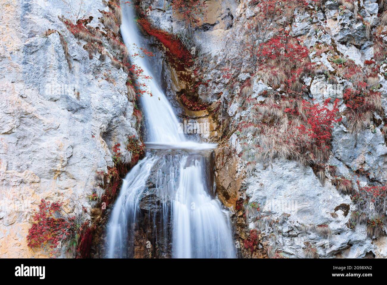 closeup of Dalbina waterfall in autumn season, in Apuseni Natural Park ...