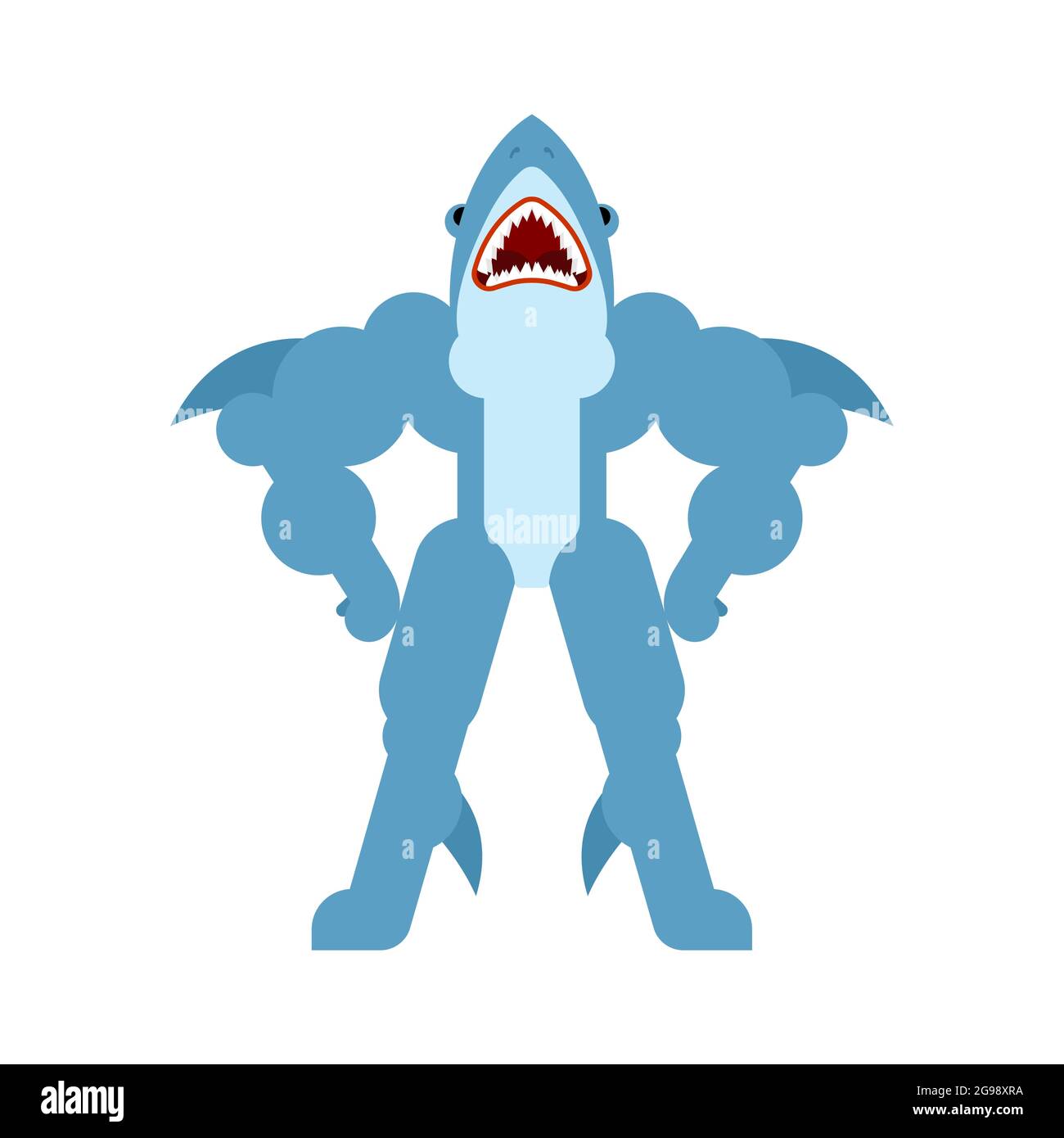 Strong shark. Powerful marine predator. Fish Strongman Stock Vector ...