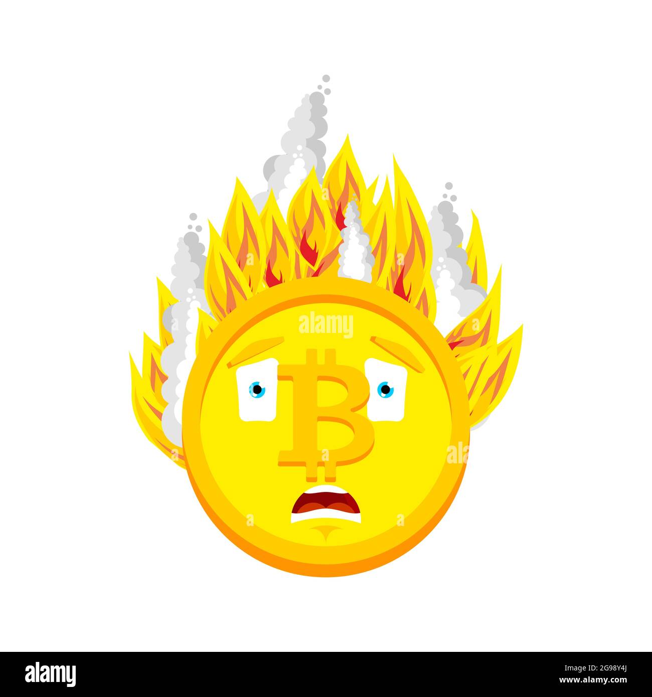 Bitcoin burning isolated. Cryptocurrency Fire Cartoon Style. Crypto ...