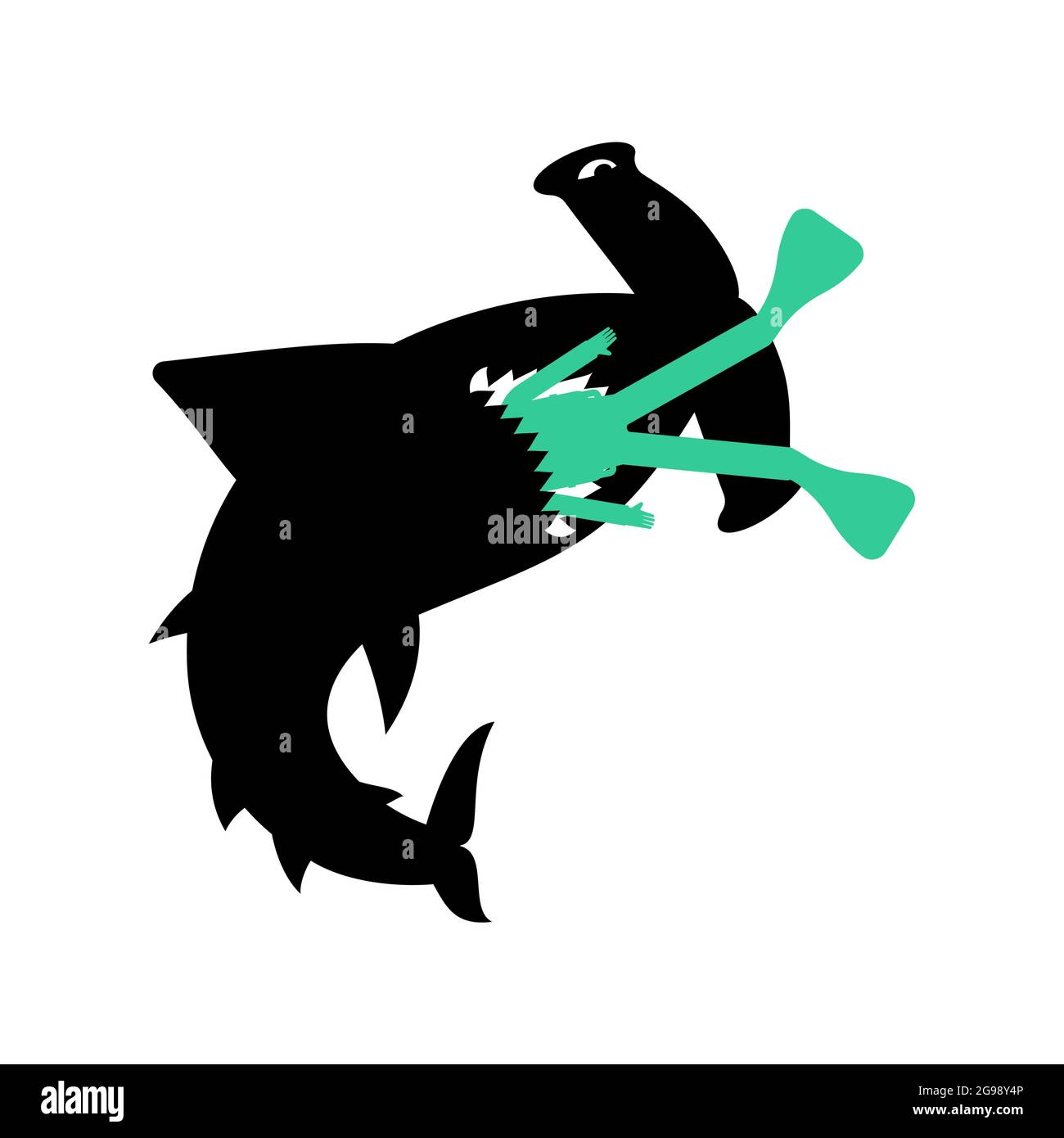 Great hammerhead shark diver Stock Vector Images - Alamy