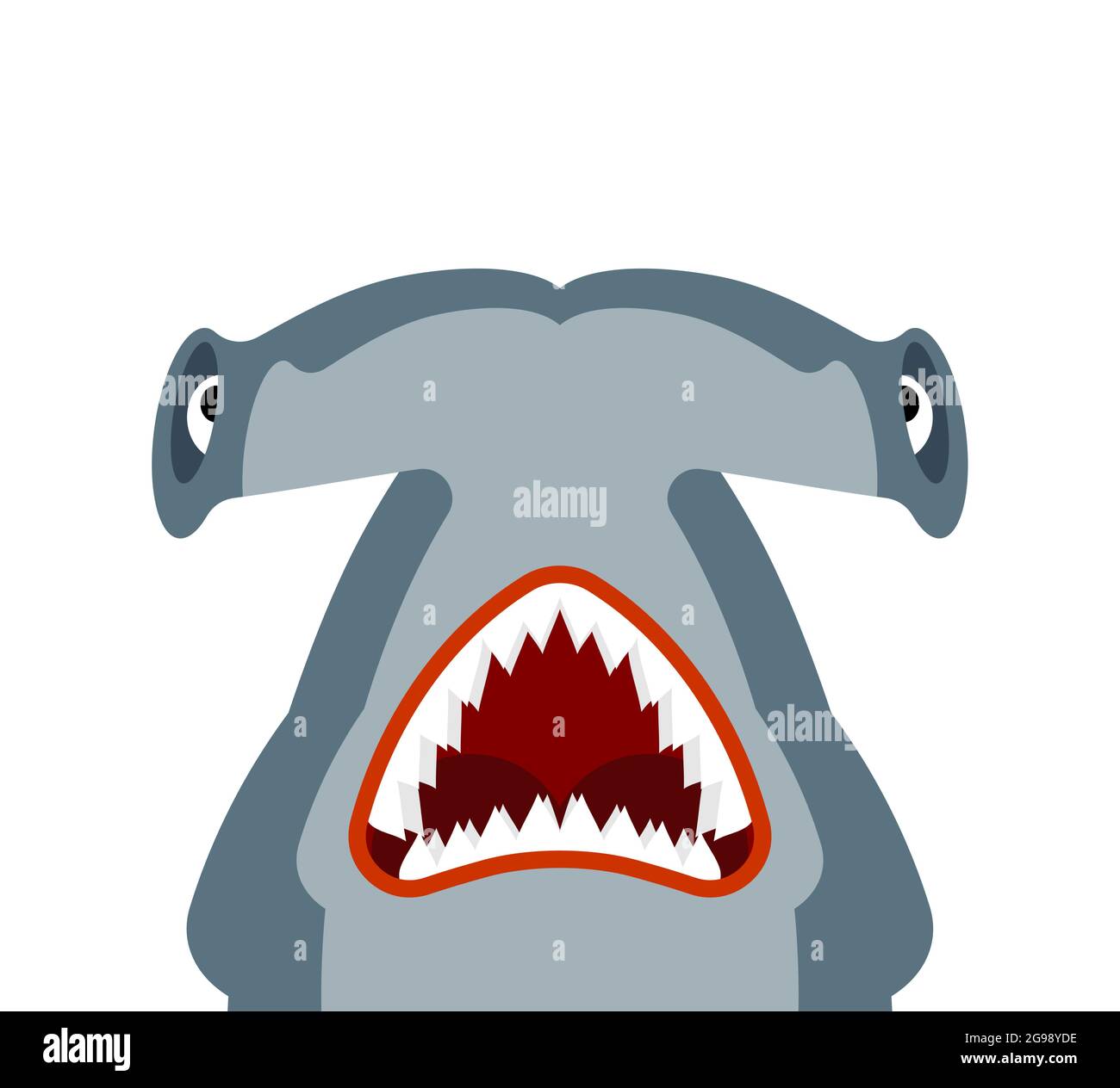 Hammerhead shark head isolated. Fish hammer face. marine predator Stock ...