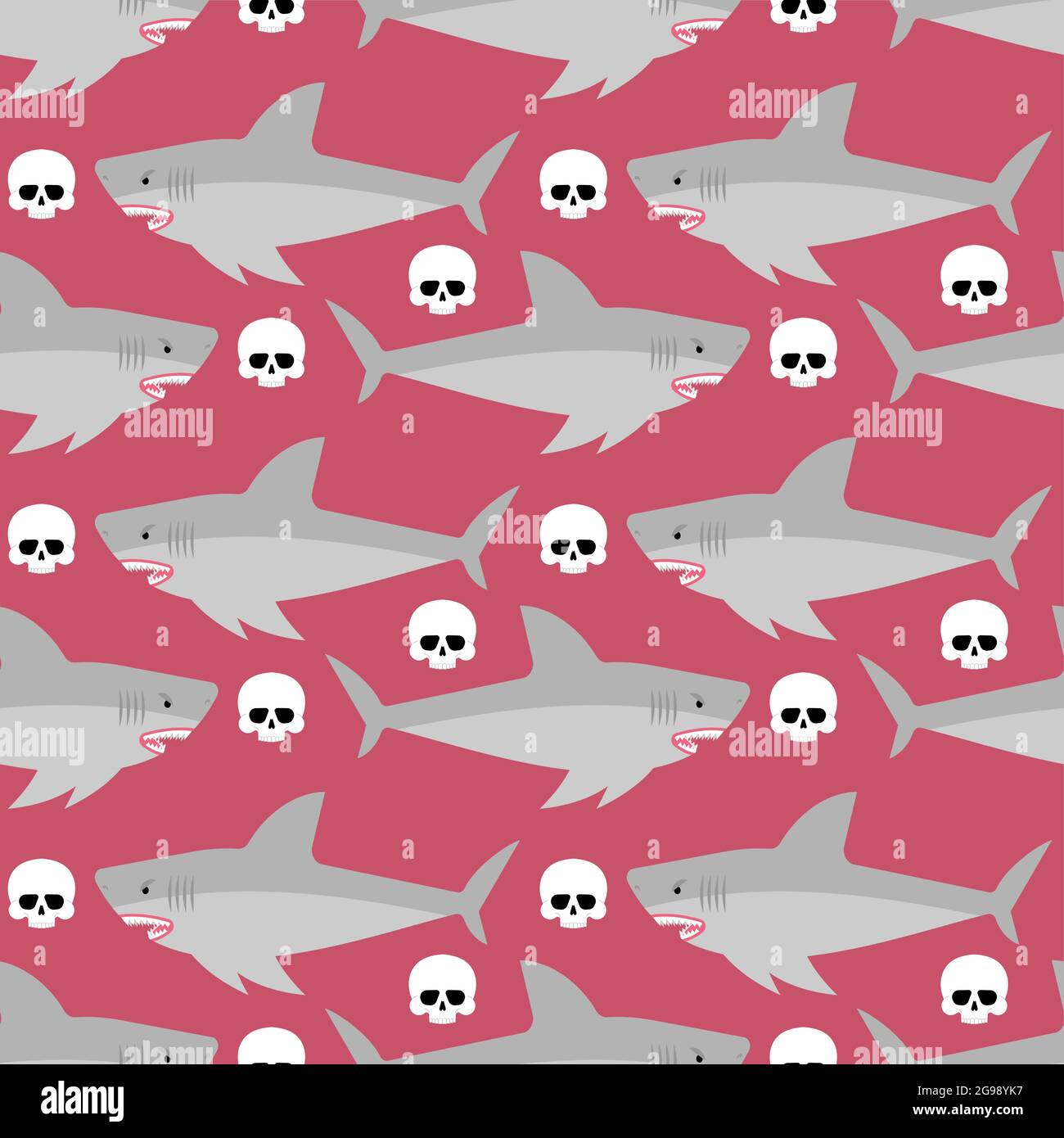 Shark and skeleton diver pattern seamless. Marine predator ate frogman ...