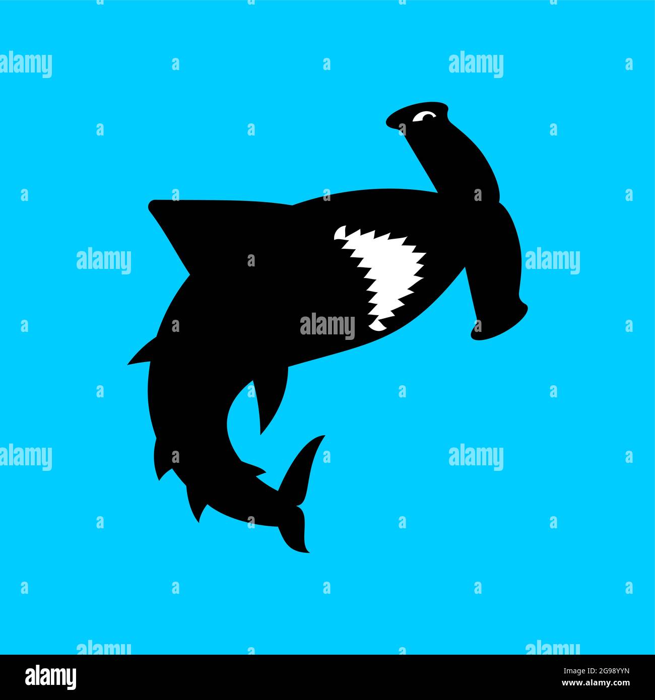 Hammerhead shark icon. Fish hammer sign. marine predator vector ...
