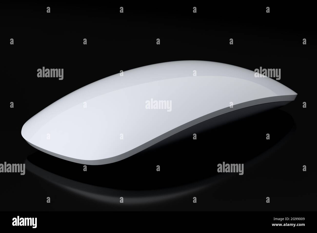 Realistic white computer mouse with touch isolated on black background ...