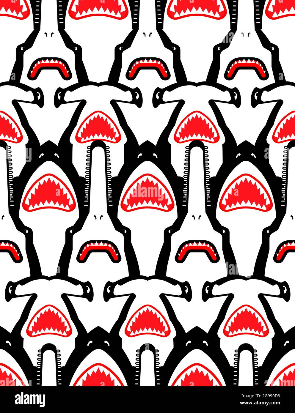 Shark pattern seamless. Marine predator background. Hammerhead shark ...