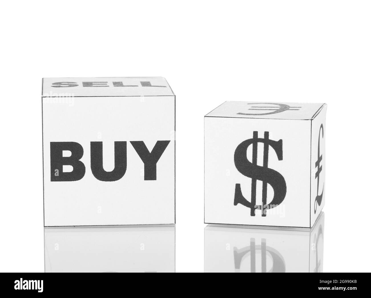 forex. currency in the white dices on white background Stock Photo - Alamy