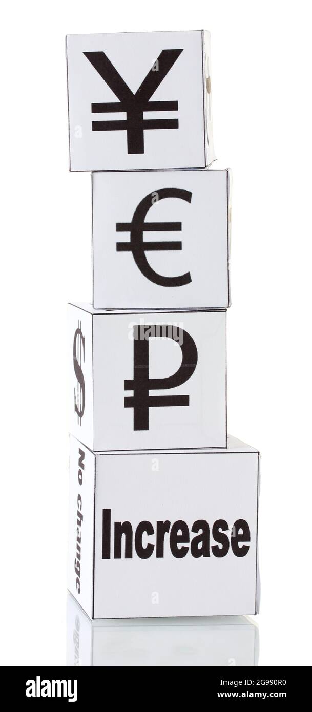 forex. currency in the white dices on white background Stock Photo - Alamy