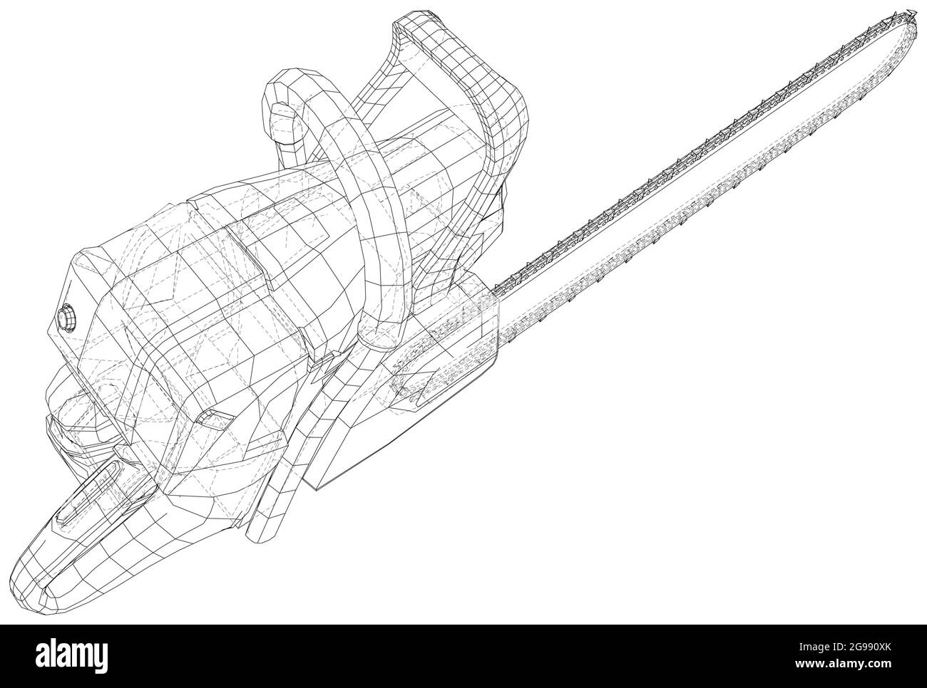 Vector outline chainsaw. Wire-frame. EPS10 format. Vector created of 3d ...
